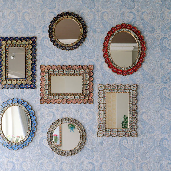 Small Round Scallop Royal Blue White Mirror – Wicklewood